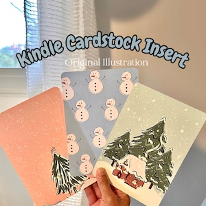 Original Art Kindle Cardstock Insert Holiday Snowman, Christmas Tree ...