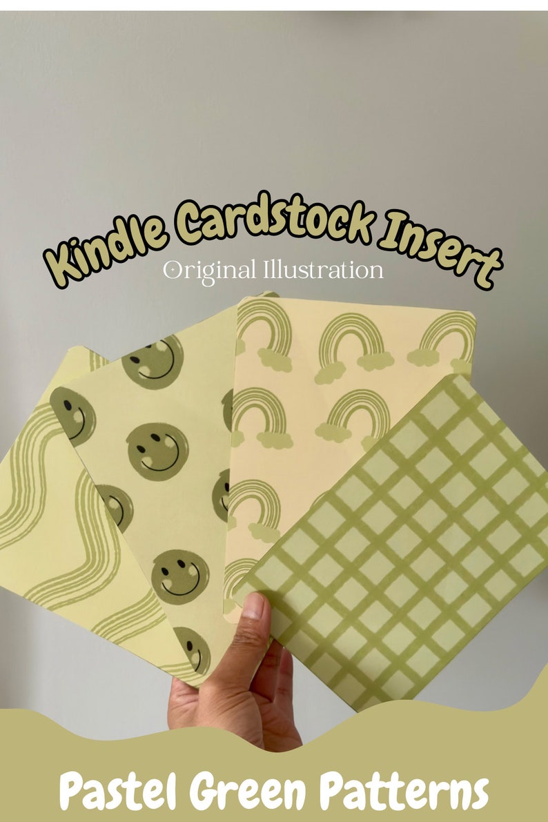 Original Art Kindle Cardstock Insert Pastel Green rainbow - Etsy