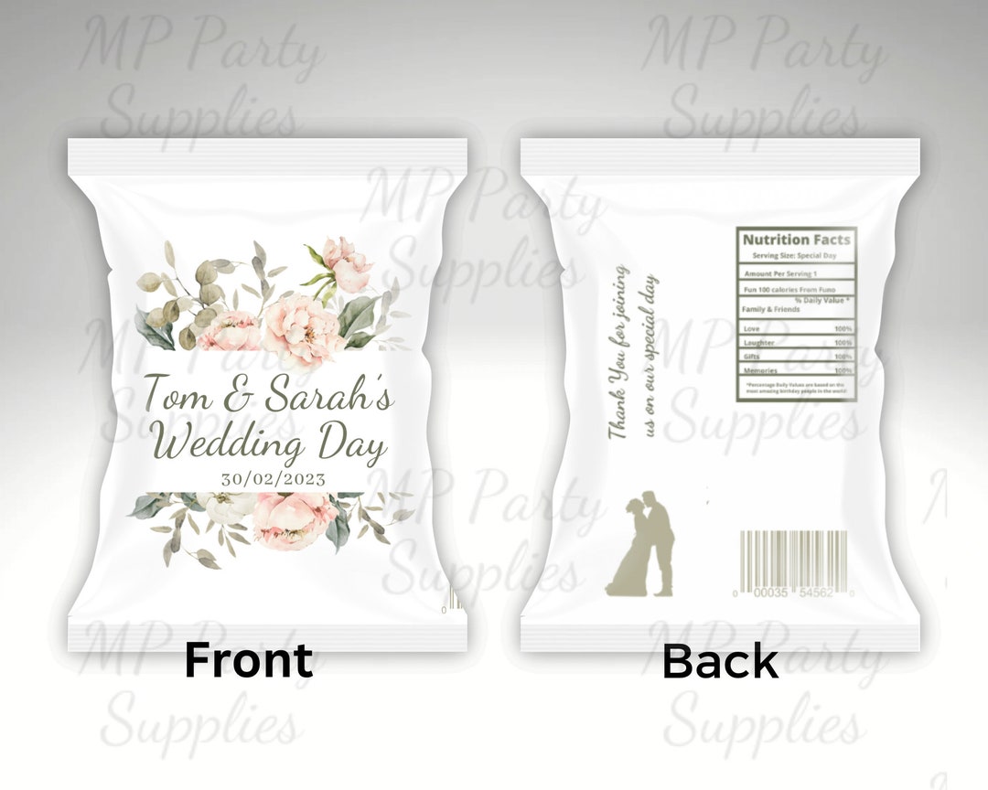 Sage Leaf Style Wedding Crisps Bag, Personalised, Birthday - Etsy UK