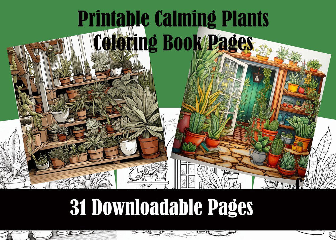 Calming Plants Coloring Pages, 31 Digital and Printable Coloring Pages ...