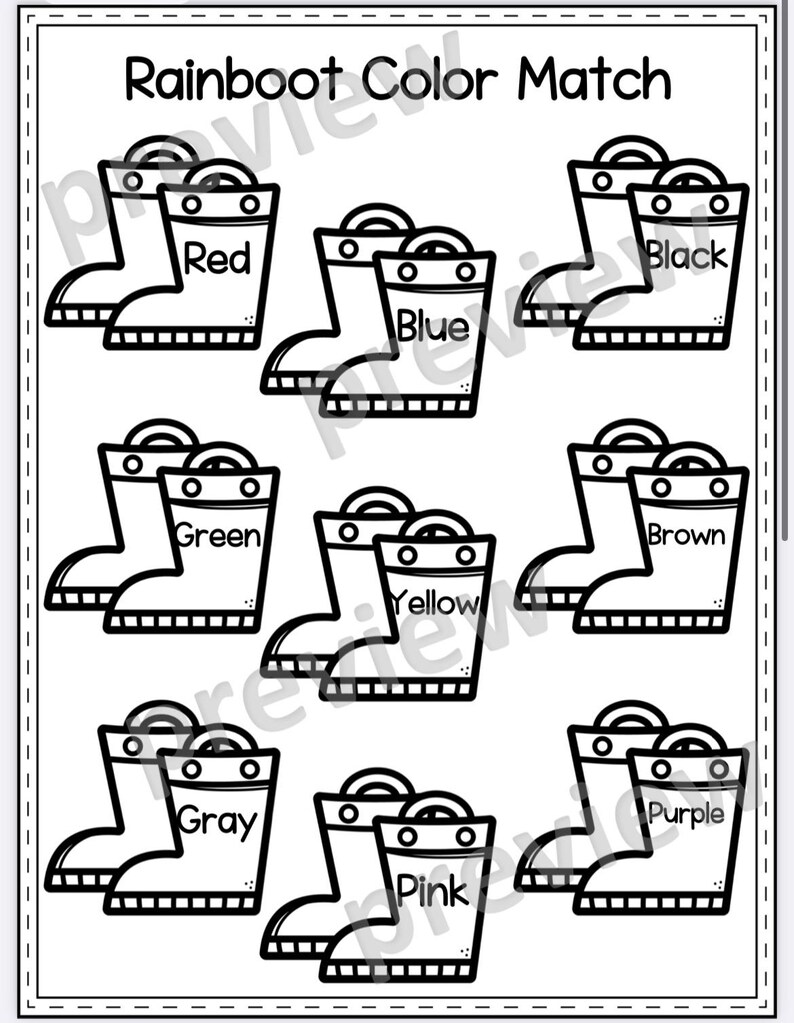 Rainboot Color Words & Design - Etsy