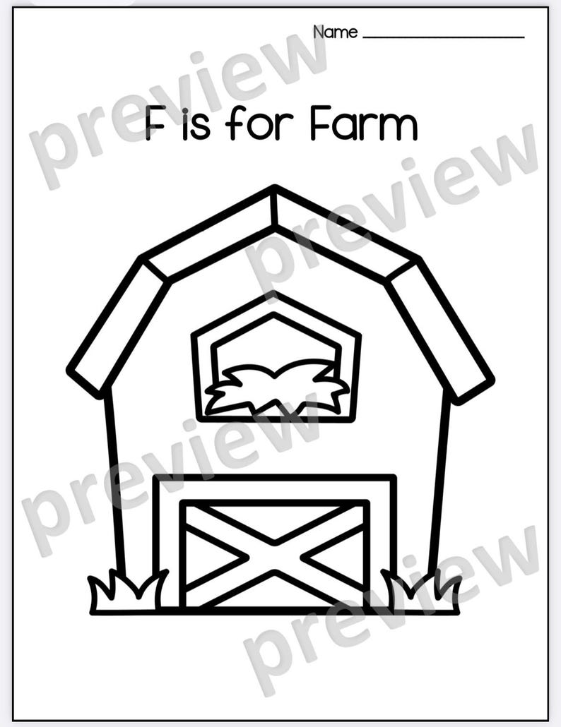 F is for Farm- Preschool Pages | Fill in Worksheets | Kindergarten ...
