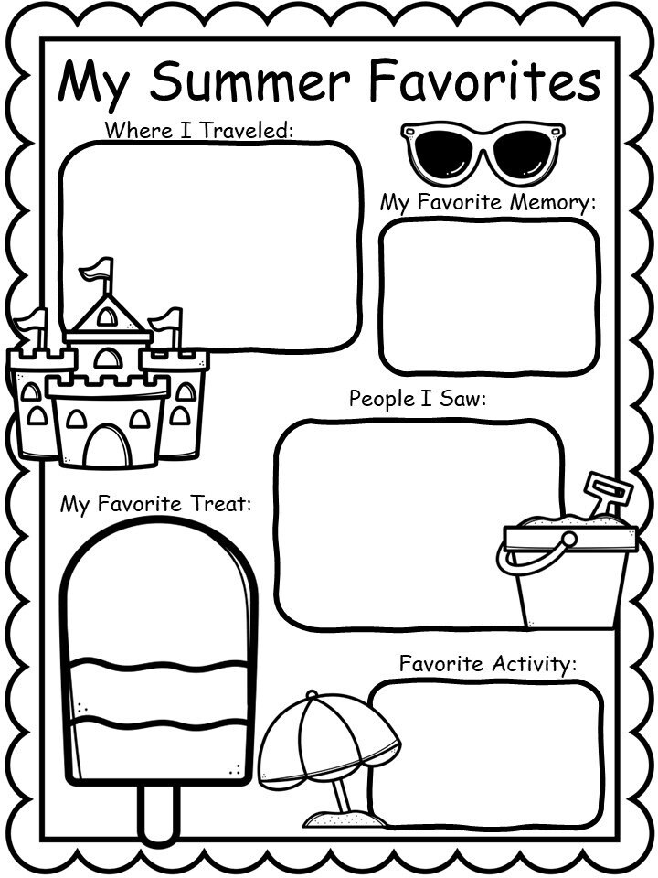 Summer Favorites Worksheet: Fill-in Activity (PDF Download) - Etsy