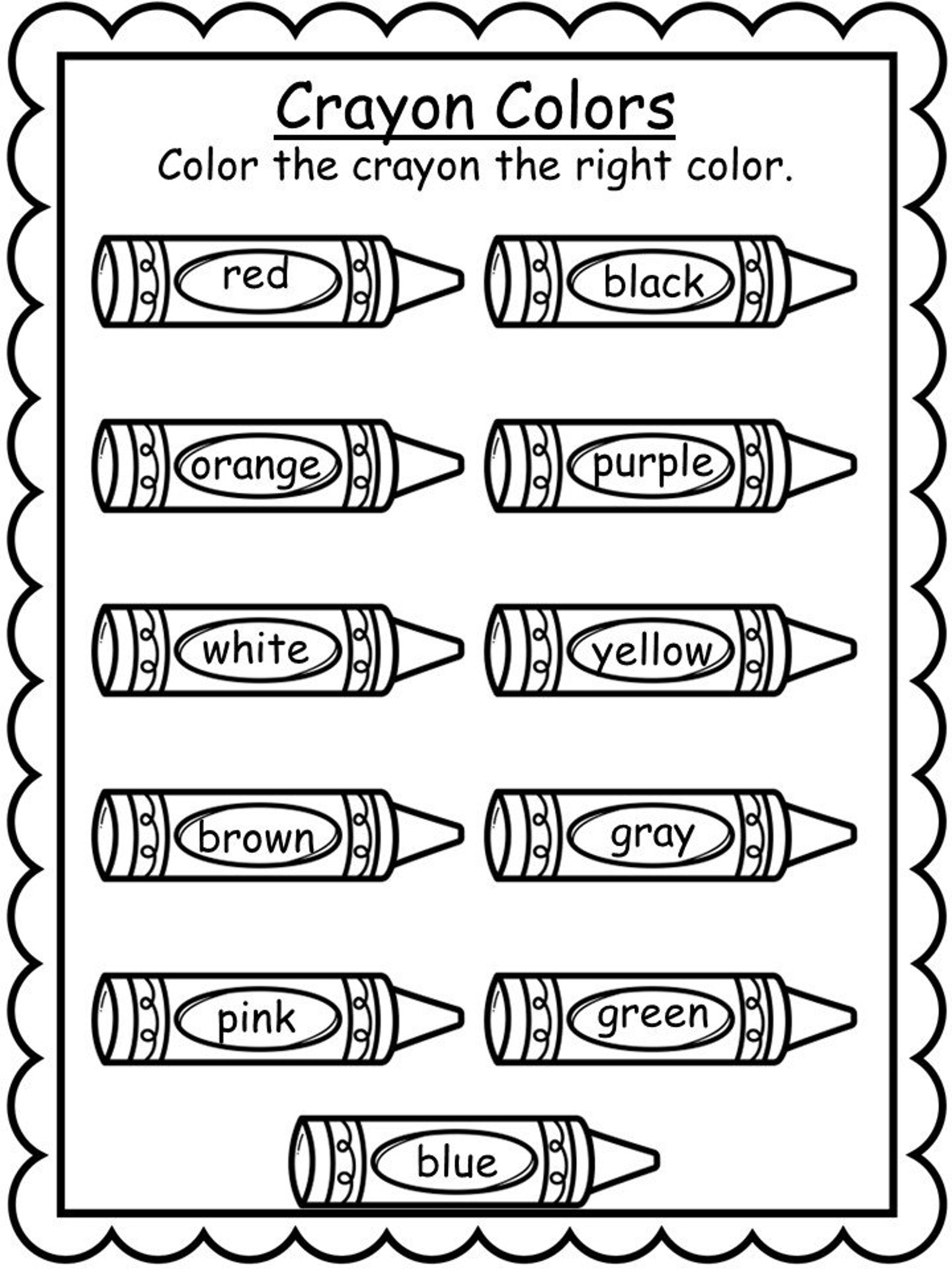 Crayon Colors Worksheet | Digital Download | Sight Words | No Prep ...