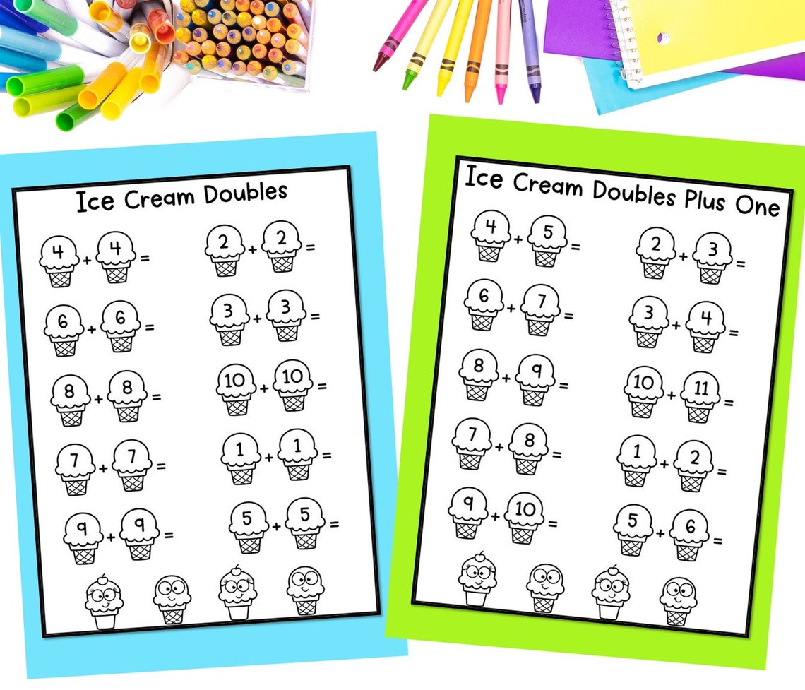 Ice Cream Doubles Math Worksheet: Elementary Printable Activity ...
