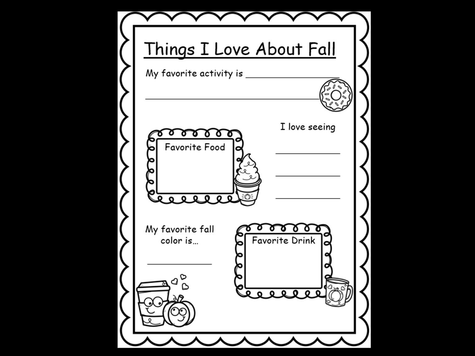 Fall Favorites Worksheet | Digital Download | Fall Season | Printable ...