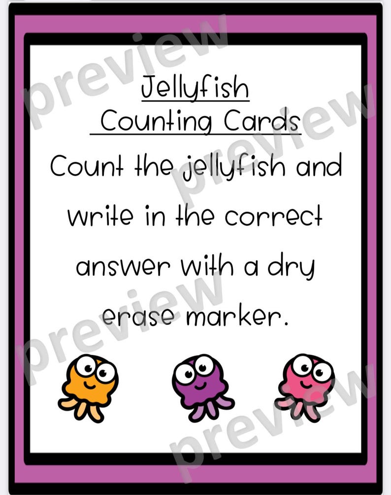 Jellyfish Counting Cards - Etsy