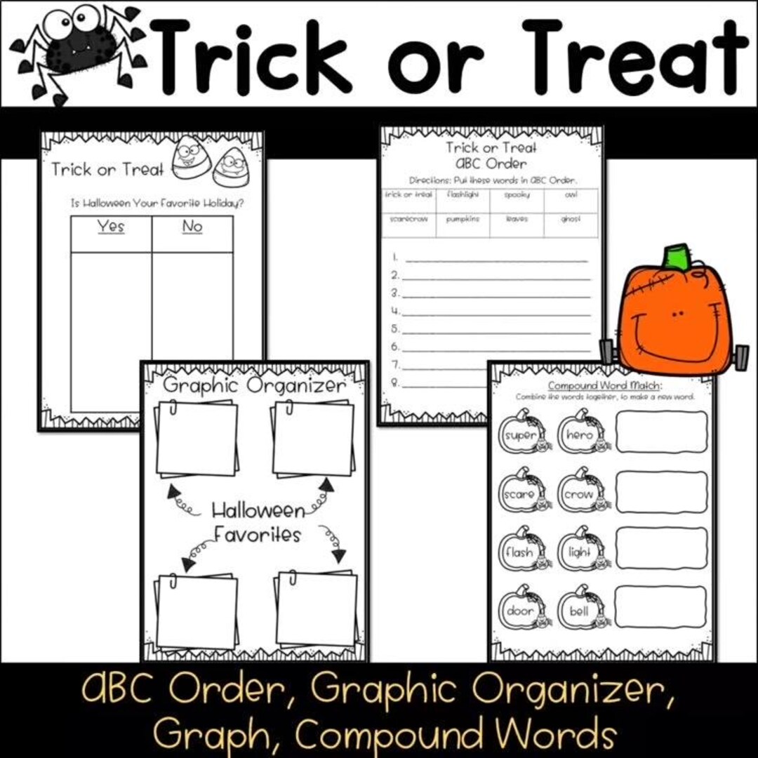 Halloween Fall Worksheets: Compound Words, ABC Order and More (instant ...