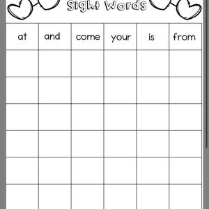 Roll and Write Sight Words: Valentine’s Day Theme Worksheet (instant ...