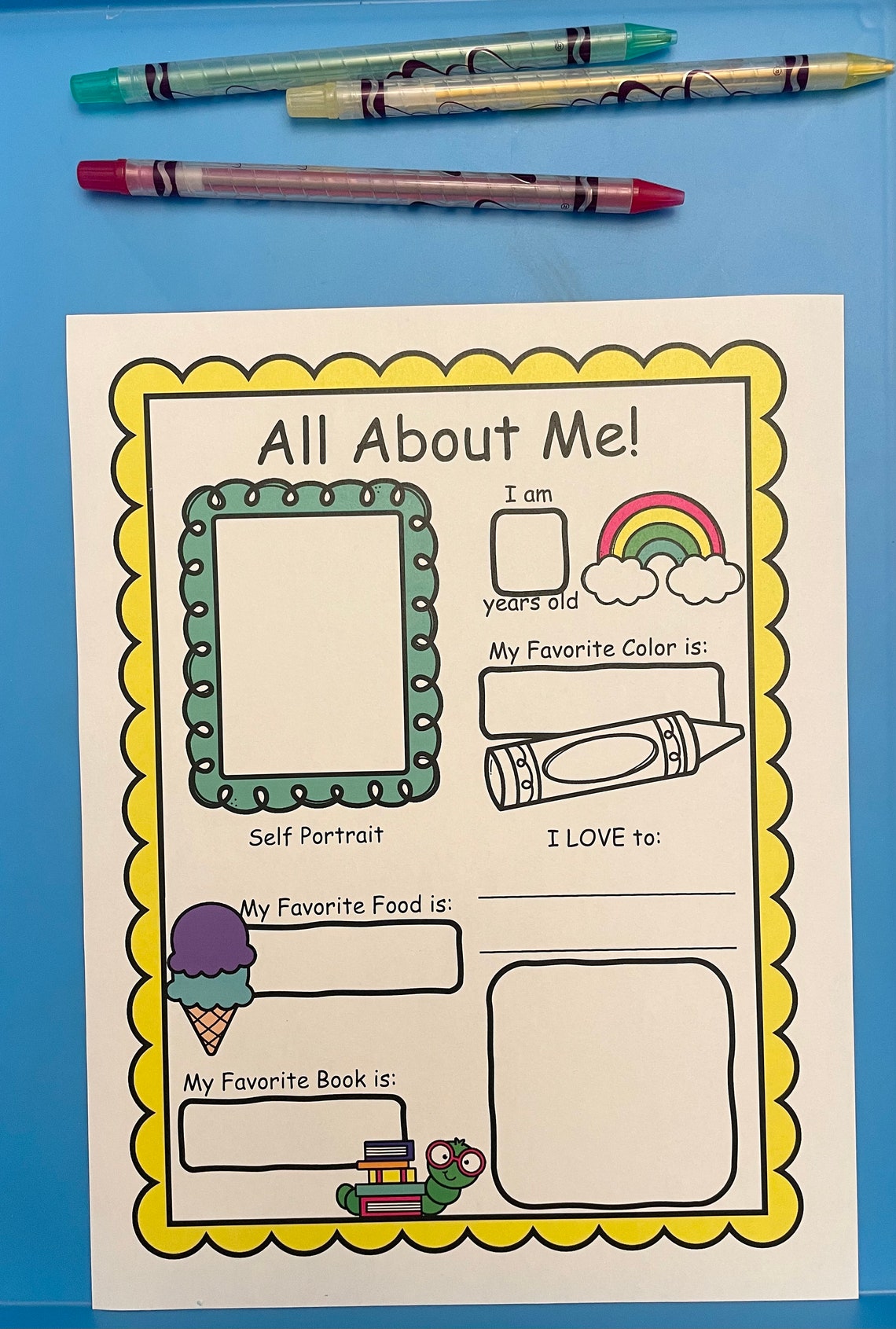 Printable All About Me Worksheet | Digital Download | PDF | Back to ...
