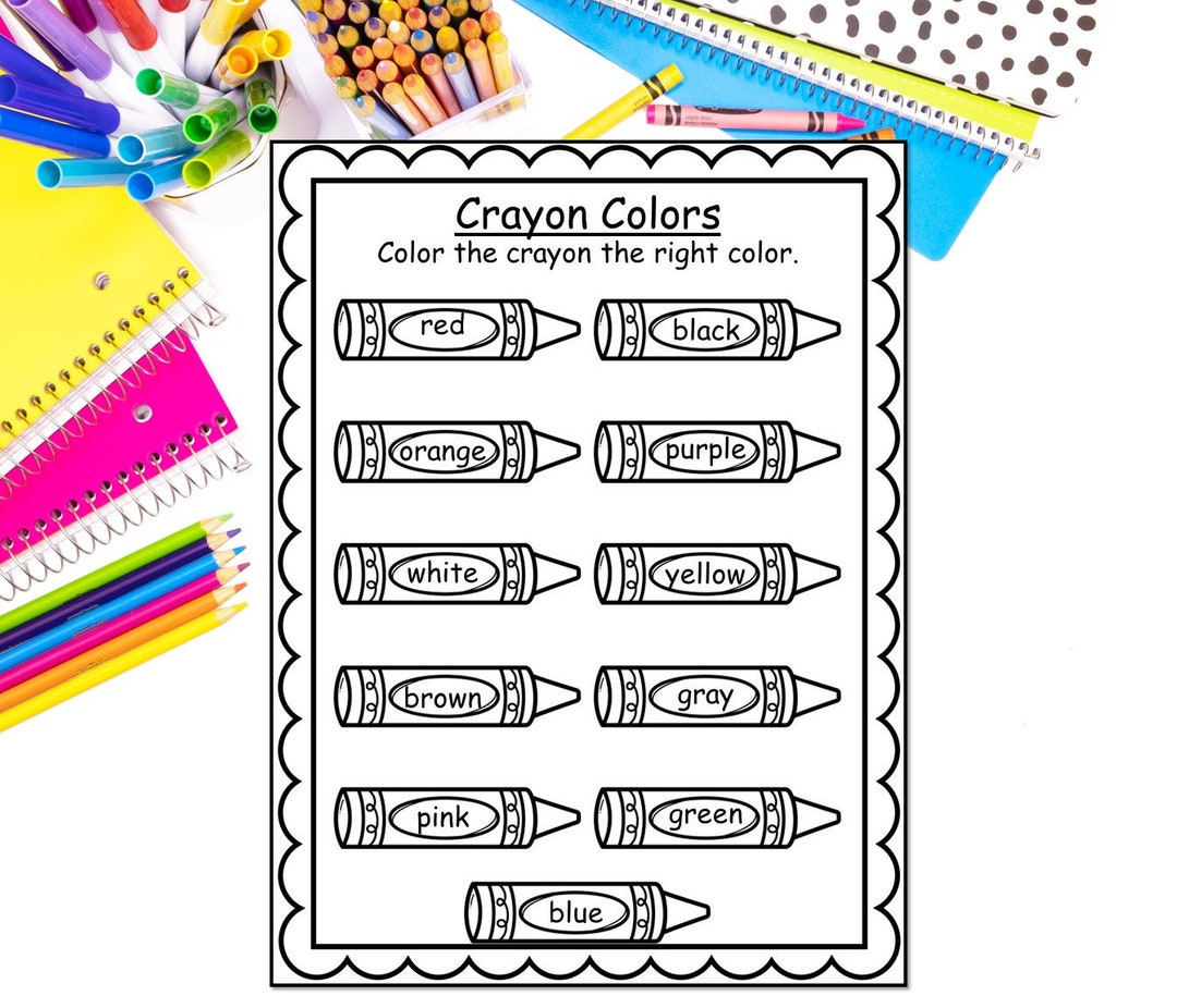 Crayon Colors Worksheet | Digital Download | Sight Words | No Prep ...