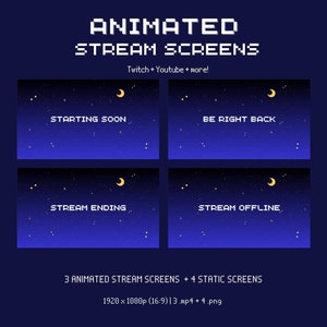 Celestial Pixel: ANIMATED Twitch Screen Pack Twitch Overlay Screens ...