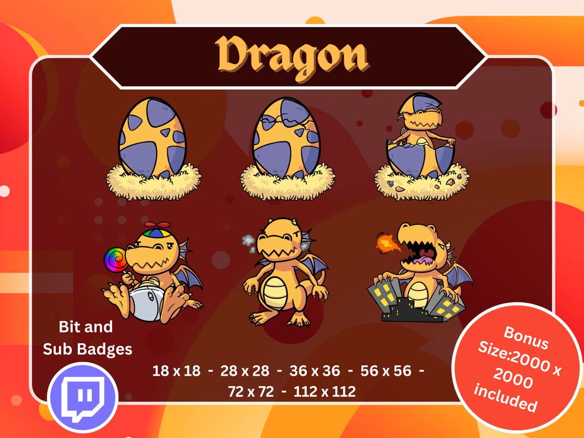 Twitch Bit/ Sub Badges: Dragon for Streaming Bit Badges - Etsy