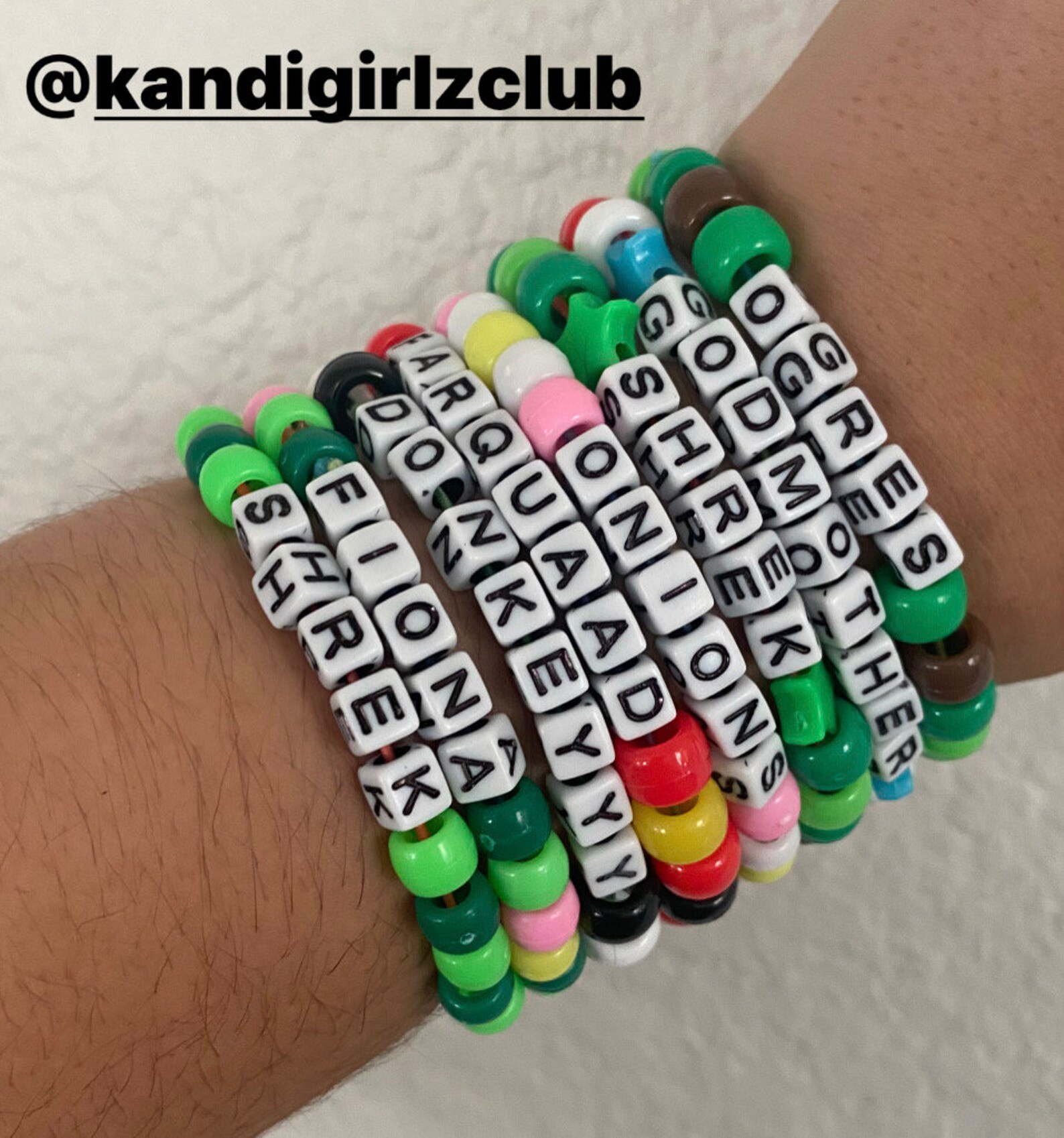 Shrek Themed - Single Personalized Rave Kandi/friendship Bracelet - Etsy