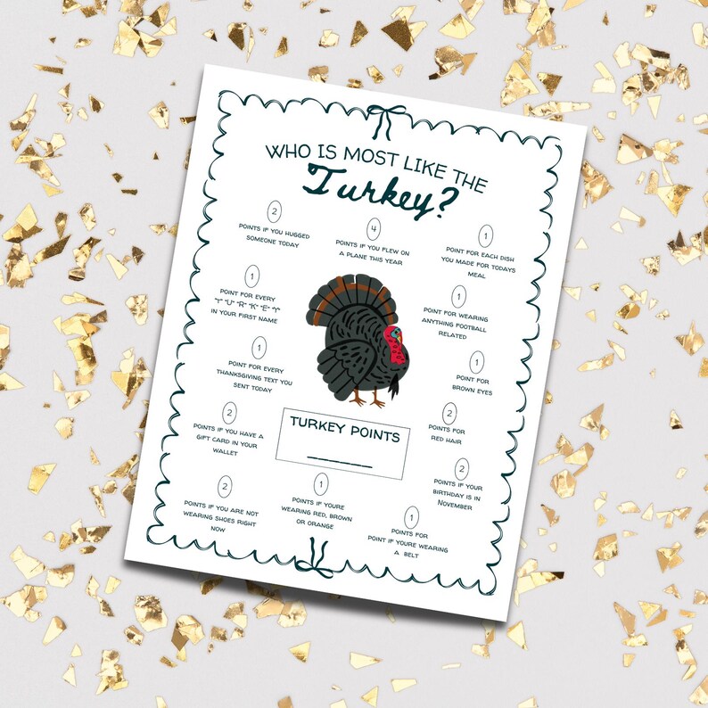 Printable Thanksgiving Game,family Thanksgiving Game Dinner Table Game ...