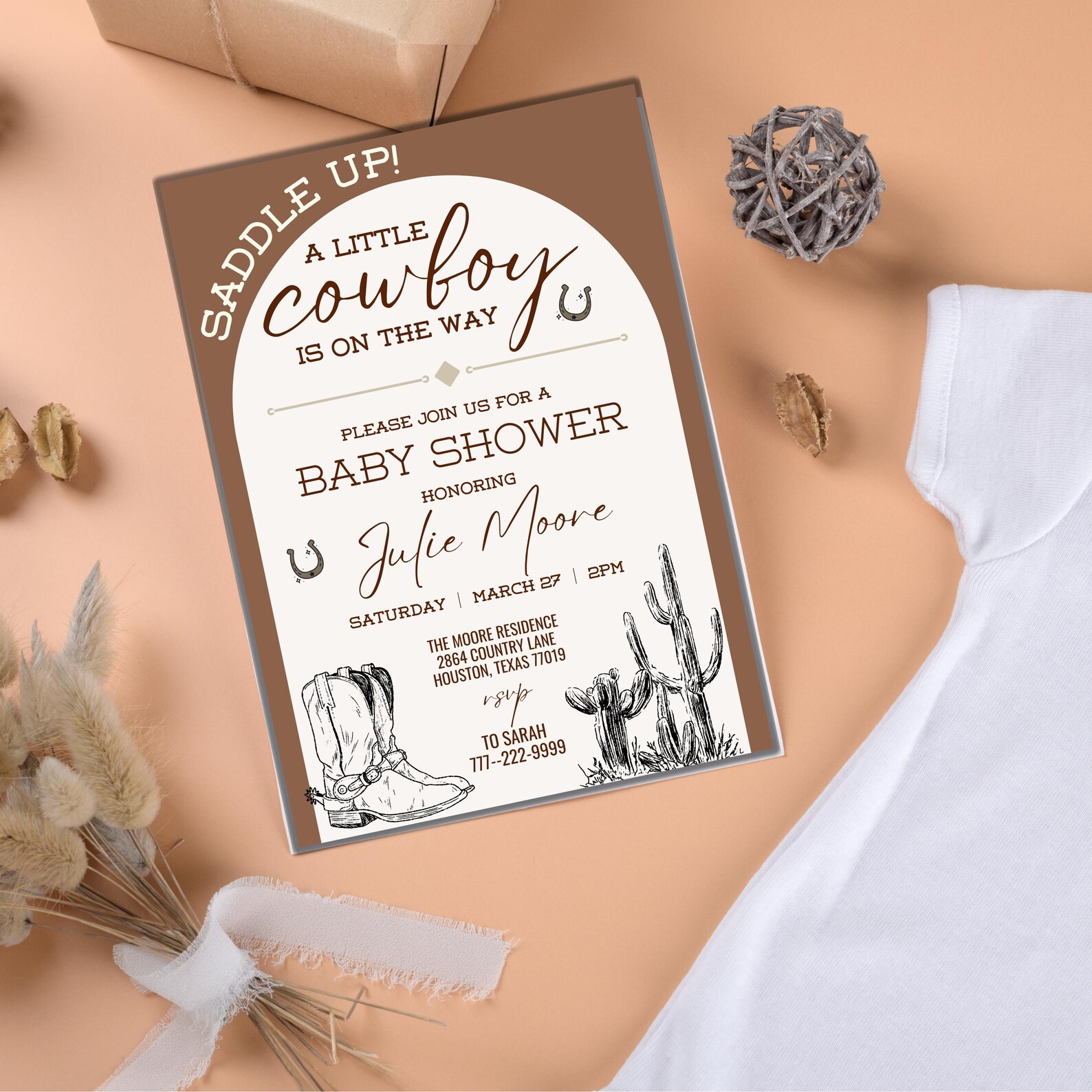 Cowboy Baby Shower Invitation, Template, Western Babyshower Invite ...