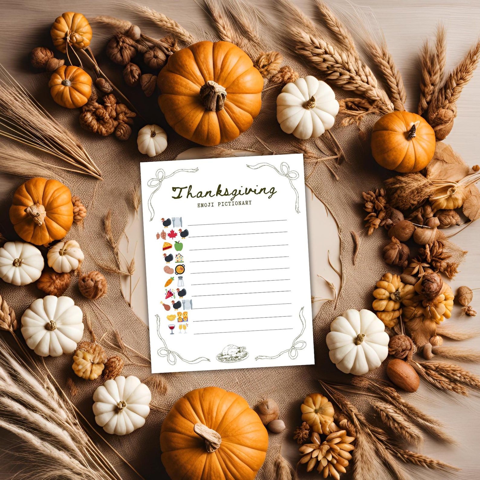 Thanksgiving Emoji Game Printable Friendsgiving Emoji Guessing Party ...