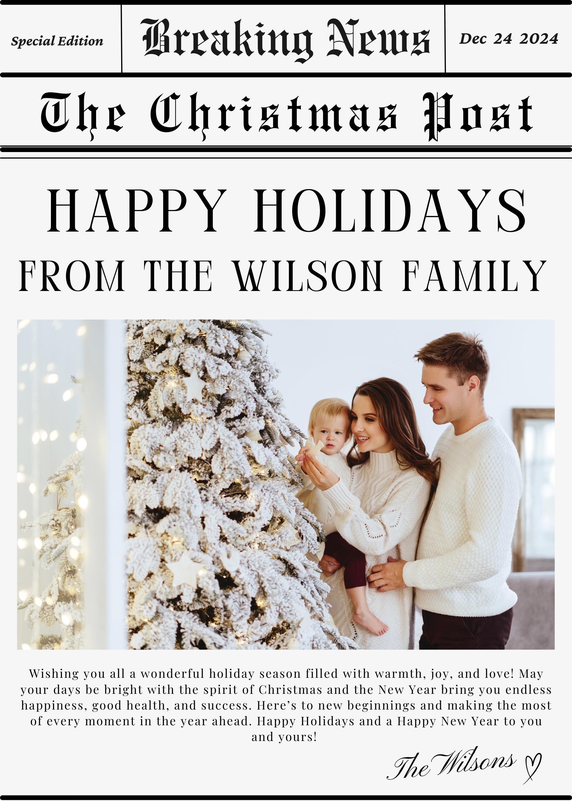 Christmas Newsletter Editable Template, Year in Review Holiday Card ...