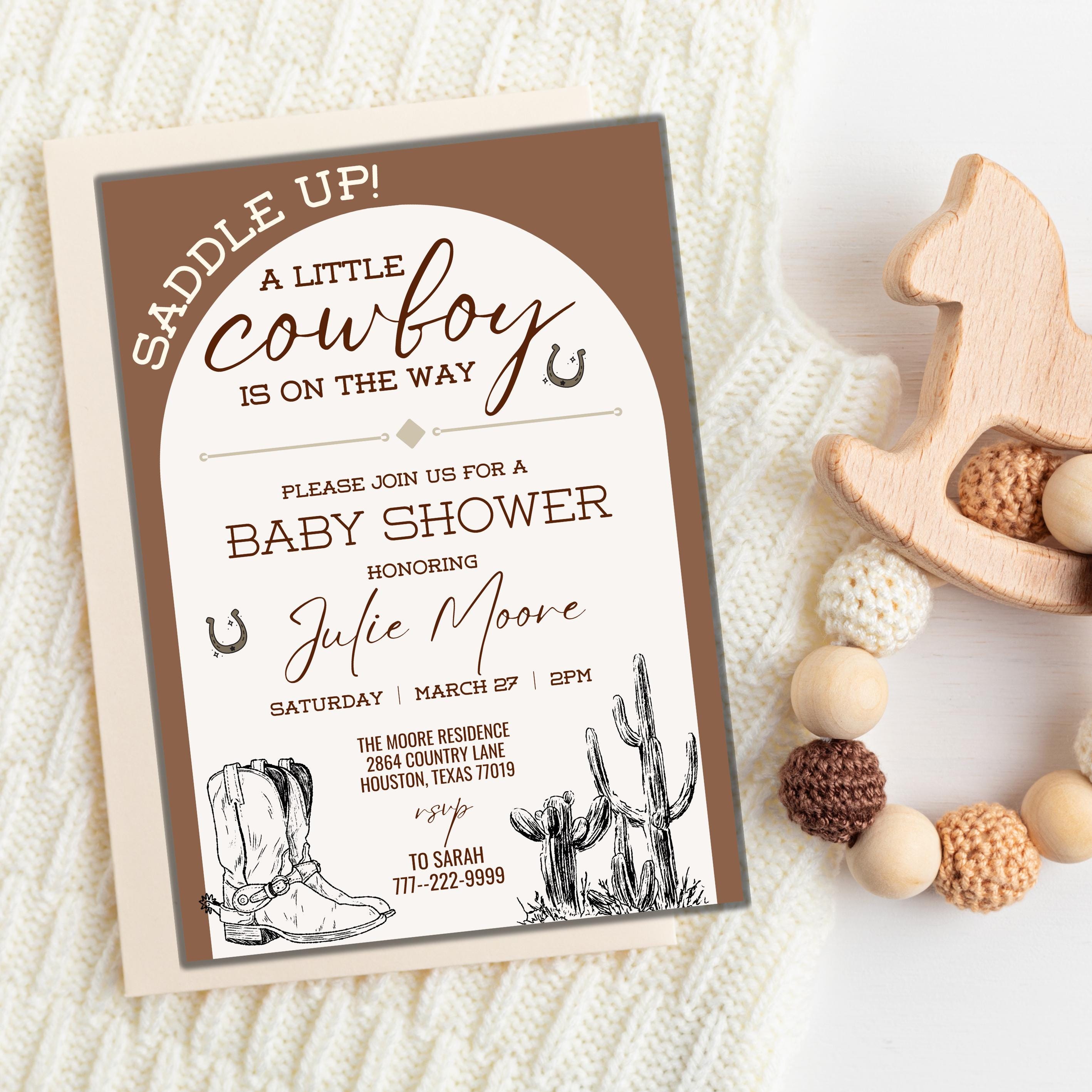 Cowboy Baby Shower Invitation, Template, Western Babyshower Invite ...