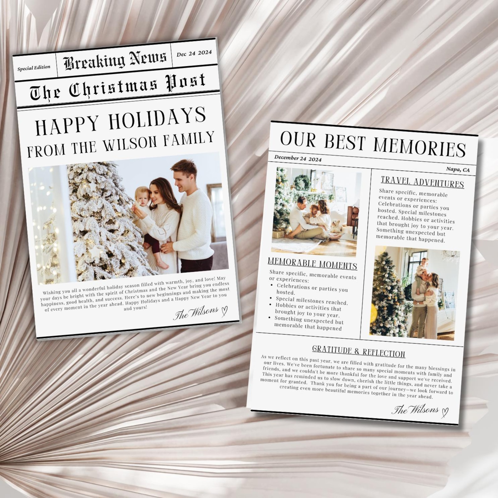 Christmas Newsletter Editable Template, Year in Review Holiday Card ...