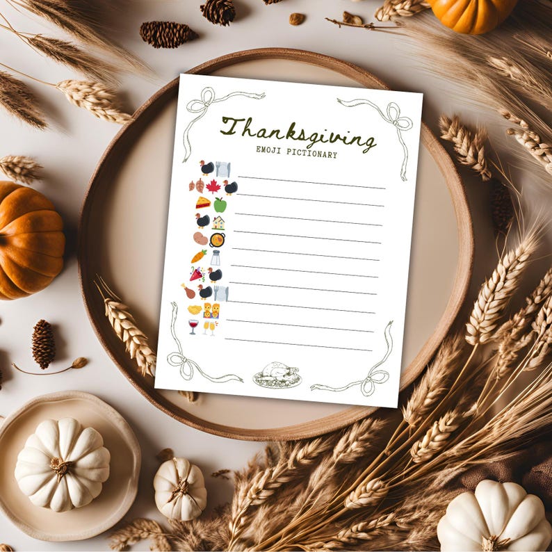 Thanksgiving Emoji Game- Printable Friendsgiving Emoji Guessing Party ...