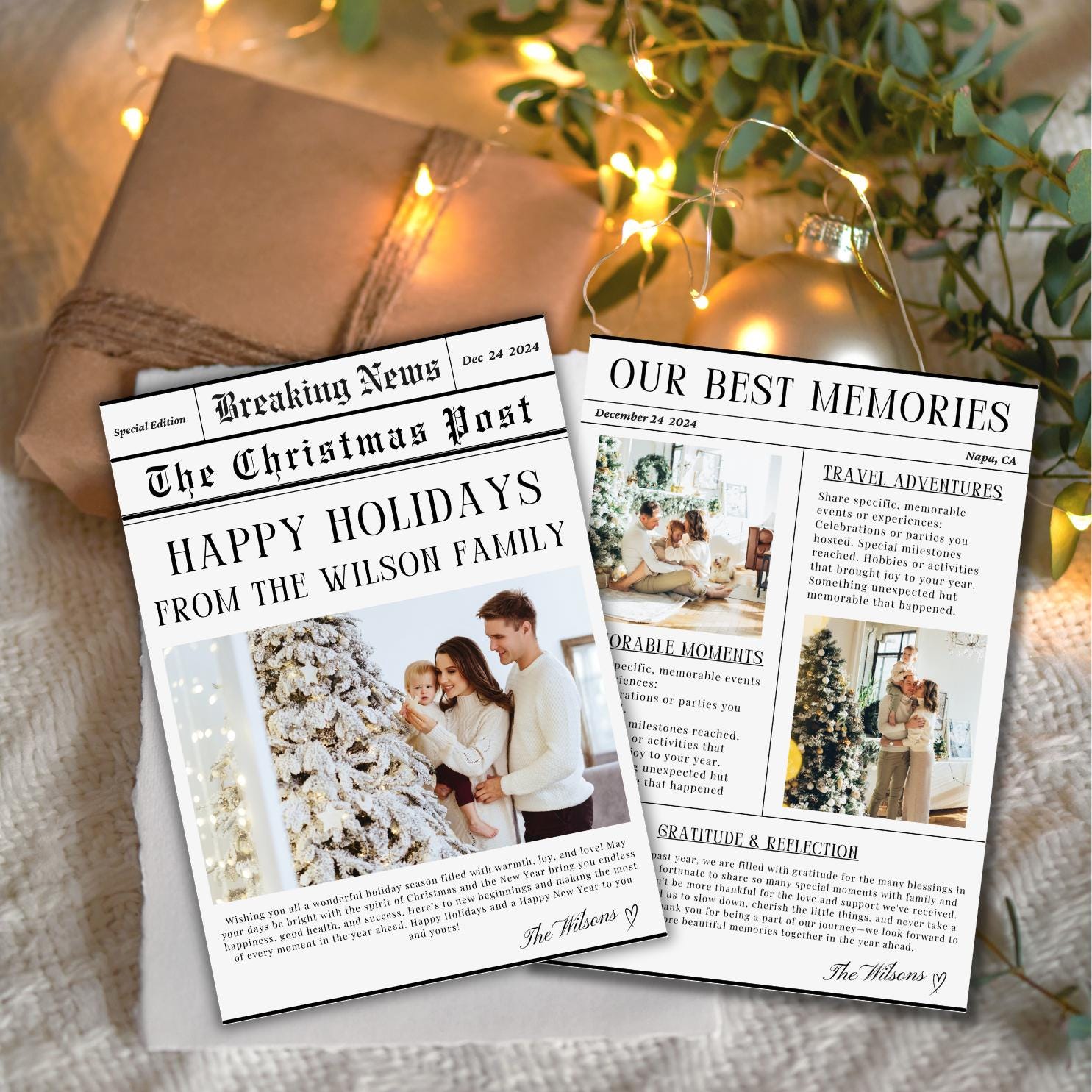 Christmas Newsletter Editable Template, Year in Review Holiday Card ...