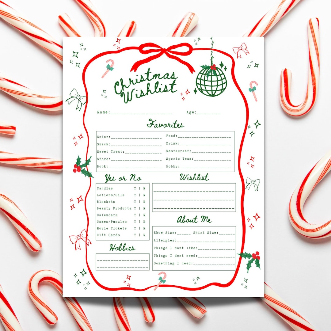 Favorite Things List, My Favorite Things List, Christmas Wish List ...