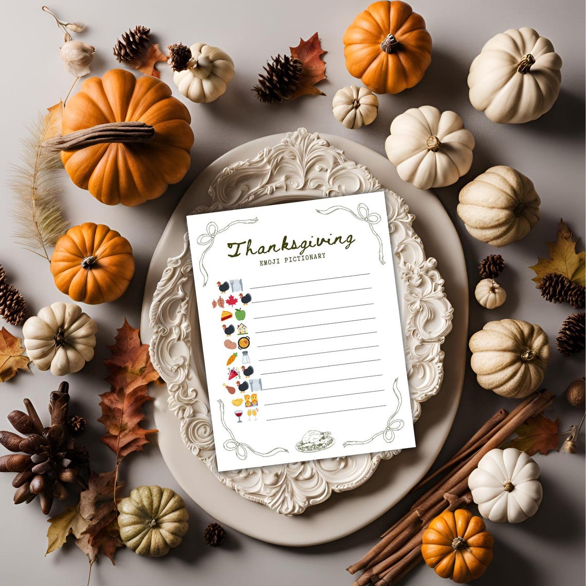 Thanksgiving Emoji Game- Printable Friendsgiving Emoji Guessing Party ...