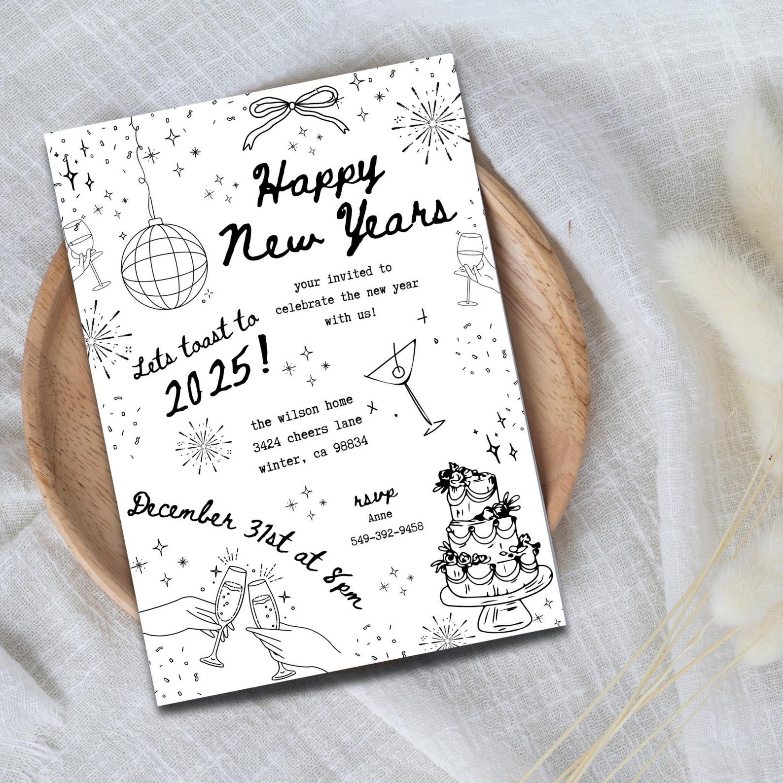 New Years Party Invite, New Years Eve Invitation, Editable NYE Party ...