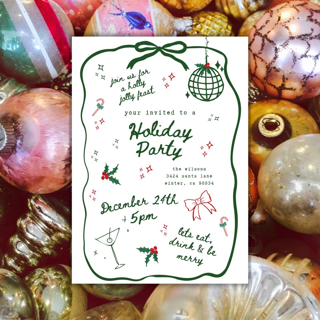 Christmas Party Invitation, Christmas Party Invite, Holiday Party ...