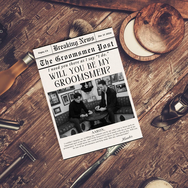 Groomsmen Proposal Card | Newspaper Groomsmen Proposal | Best Man ...