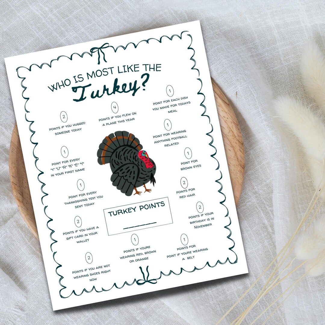 Printable Thanksgiving Game,family Thanksgiving Game Dinner Table Game ...