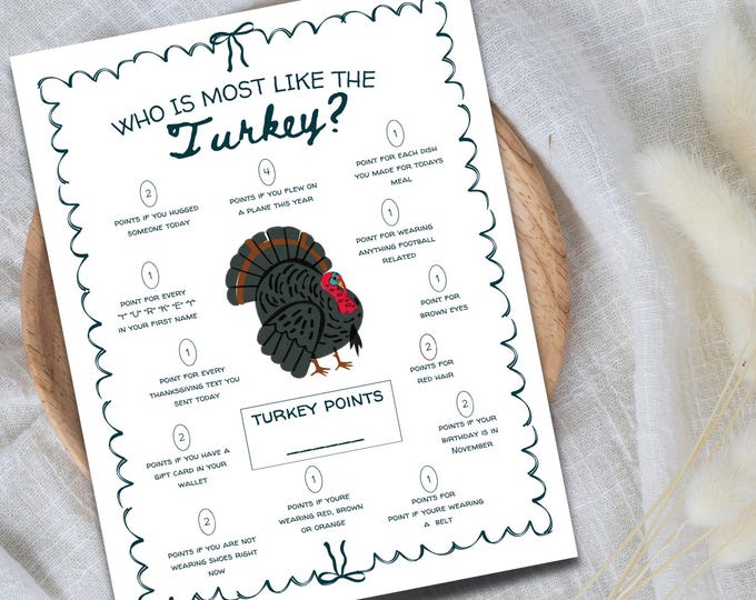 Who is Most Like the Turkey? Thanksgiving Party Game, Icebreaker Game ...