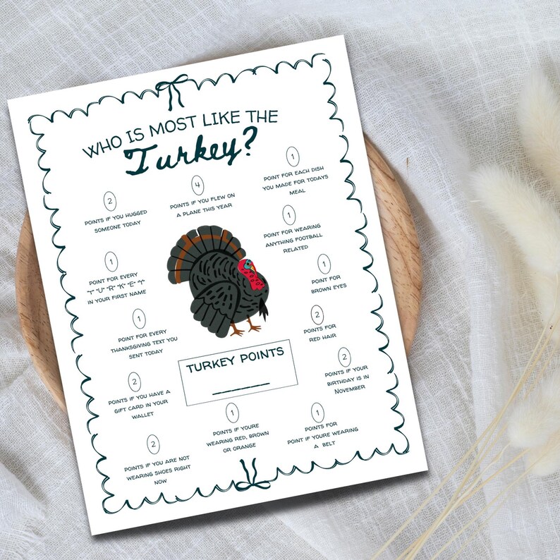 Printable Thanksgiving Game,family Thanksgiving Game Dinner Table Game ...