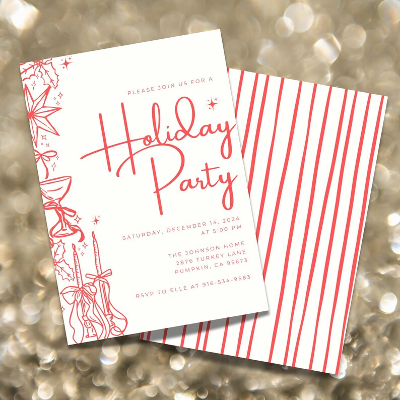 Editable Holiday Party Invitation, Christmas Invitation Template ...