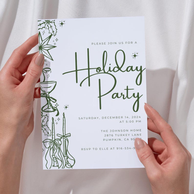 Editable Holiday Party Invitation, Christmas Invitation Template ...