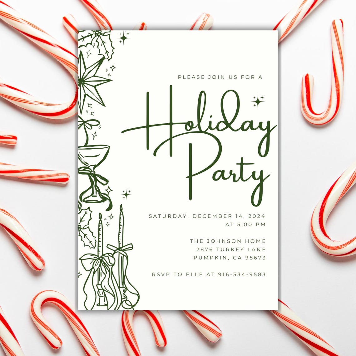 Editable Holiday Party Invitation, Christmas Invitation Template ...