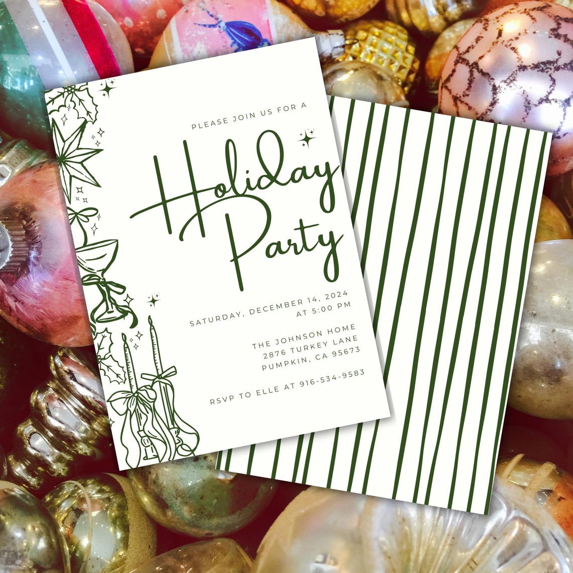 Editable Holiday Party Invitation, Christmas Invitation Template ...