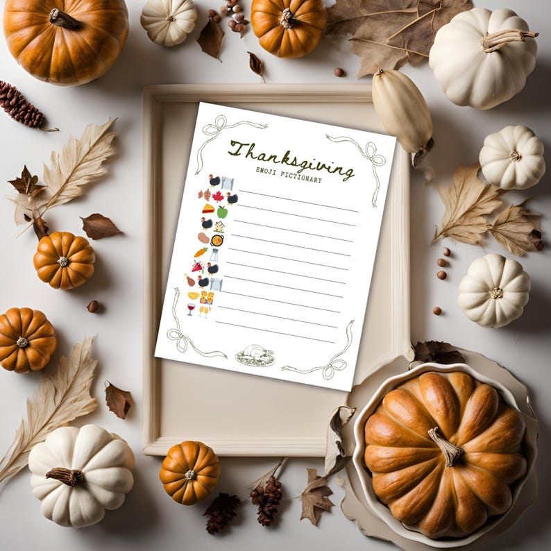 Thanksgiving Emoji Game- Printable Friendsgiving Emoji Guessing Party ...