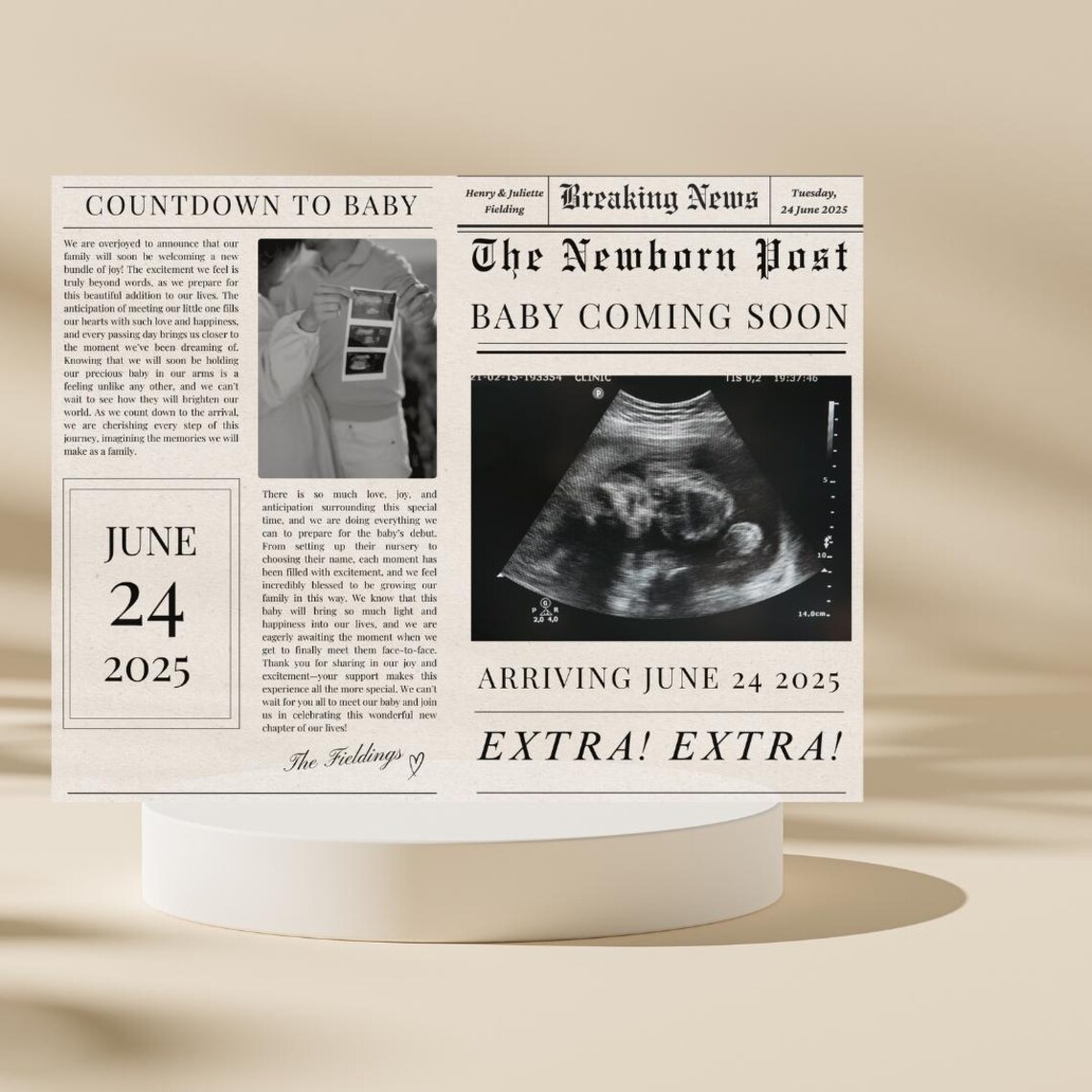Newspaper Baby Announcement Pregnancy Announcement Newspaper Canva Baby ...