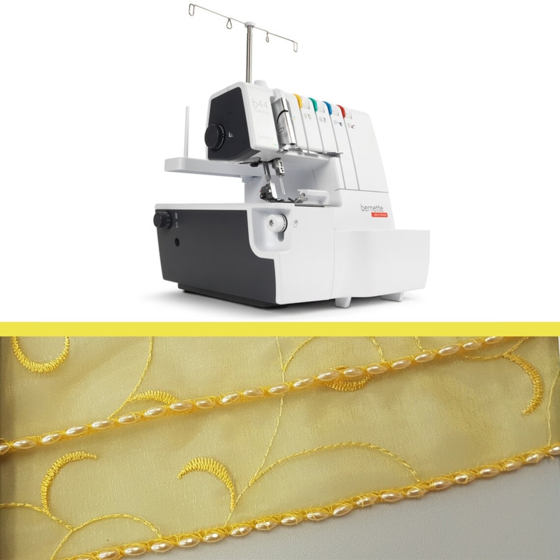 Bernette B44 Funlock Coverstitch Overlock Serger Bundle With Scissors, Rotary Cutter, Threads ...