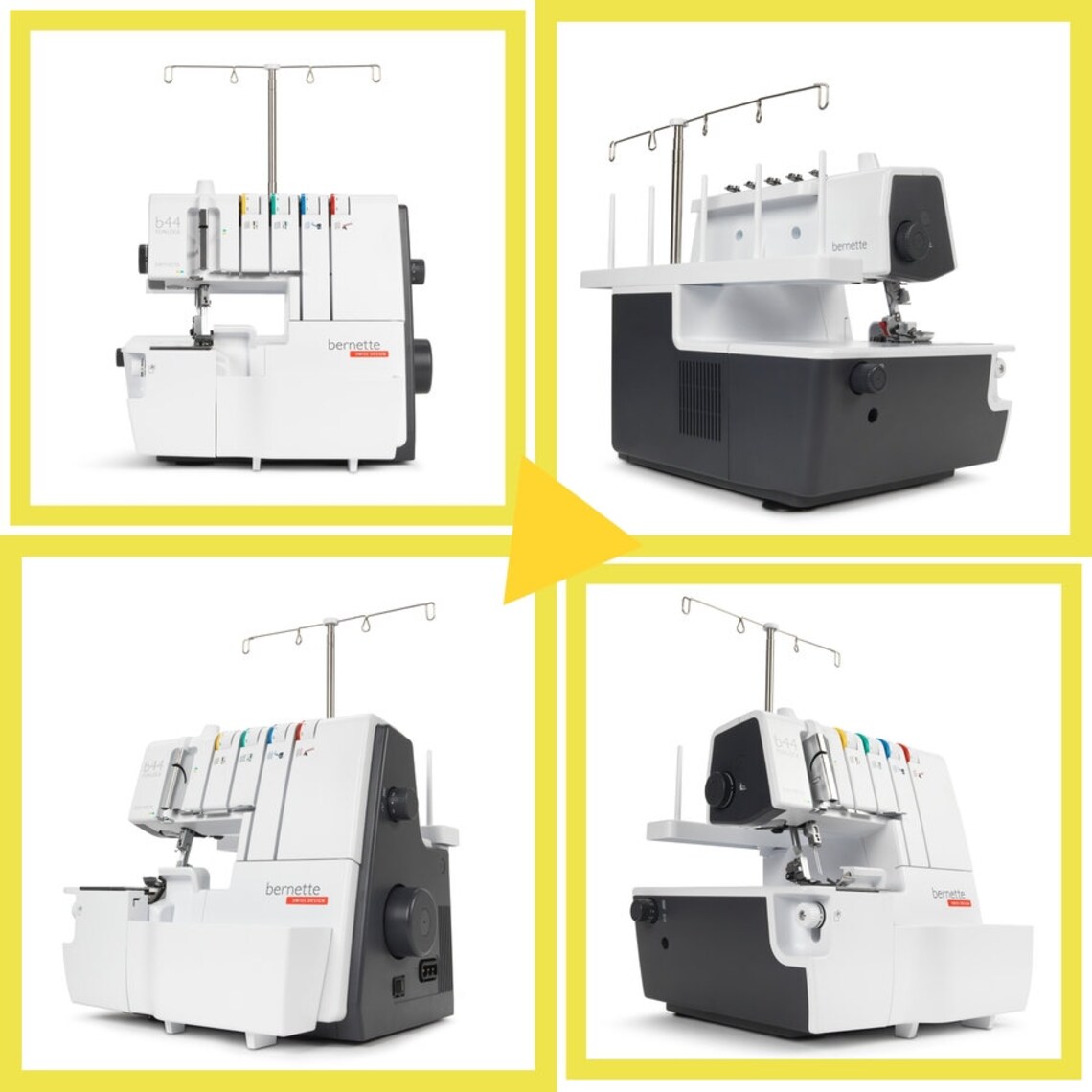 Bernette B44 Funlock Coverstitch Overlock Serger Bundle With Scissors, Rotary Cutter, Threads ...