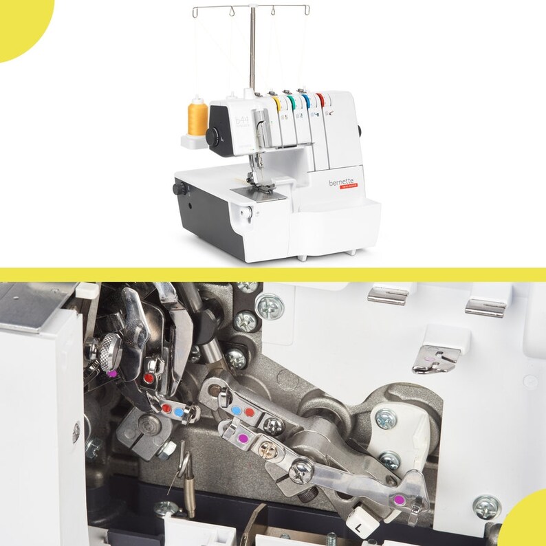 Bernette B44 Funlock Coverstitch Overlock Serger Bundle With Scissors, Rotary Cutter, Threads ...