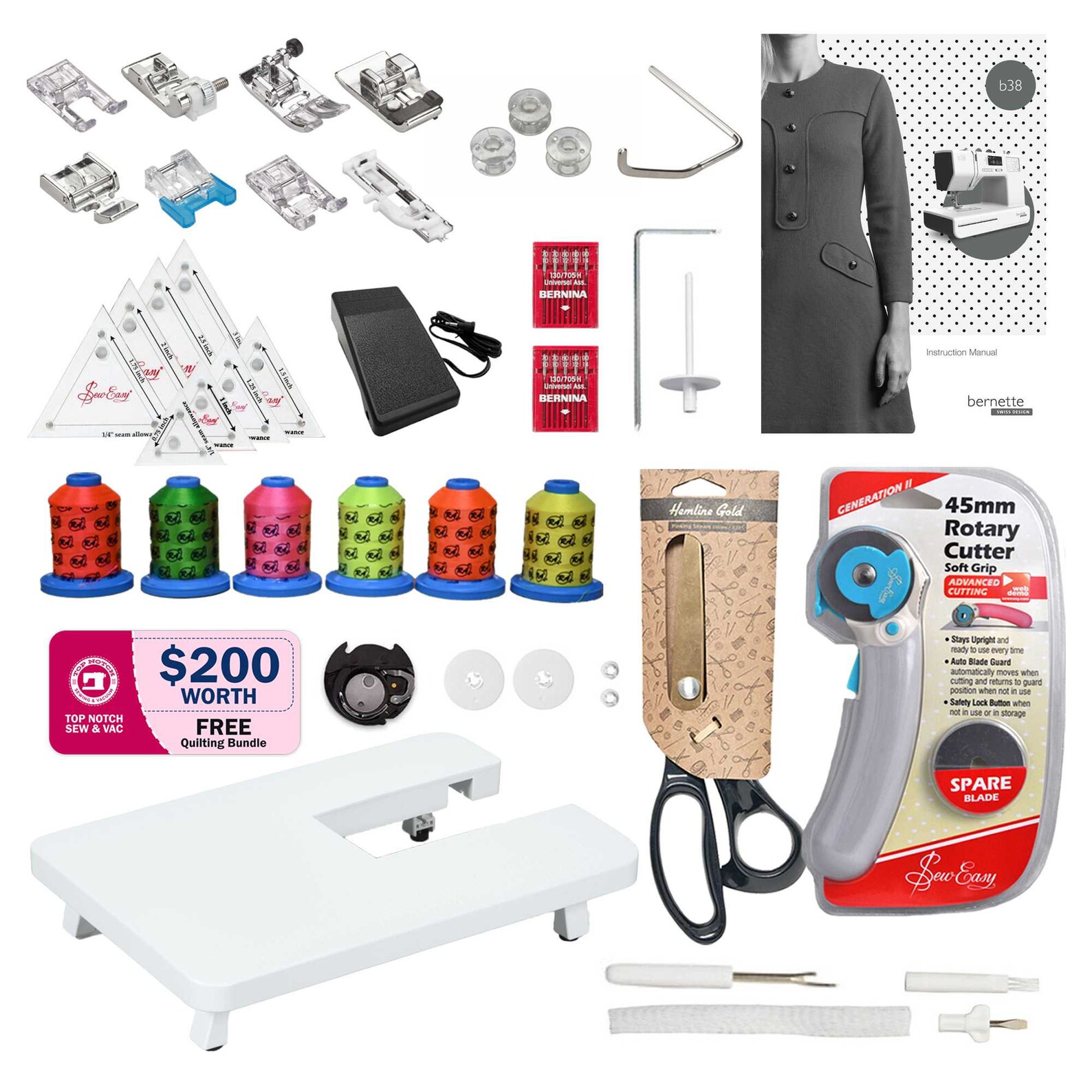 Bernette B38 Affordable Sewing Machine - 200 Worth Quilting Bundle - Etsy