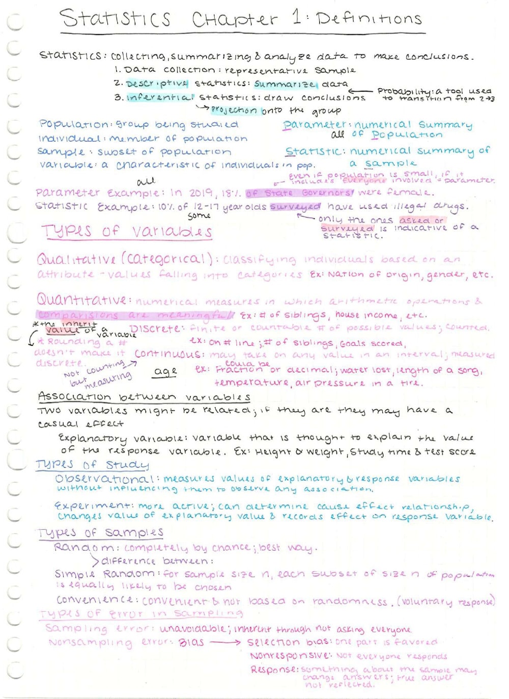 Statistics Notes (college Level) - Etsy