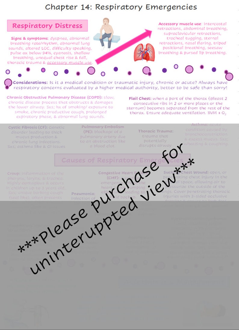 Respiratory Emergencies EMT Crash Course Chapter 14 Notes - Etsy