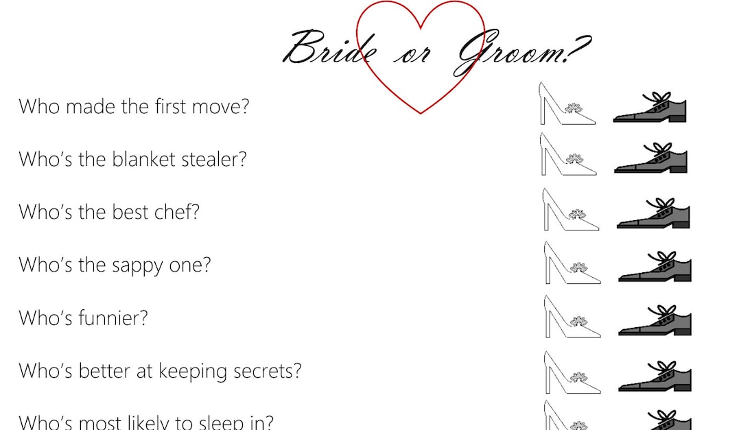 Wedding Shoe Game PDF - Etsy