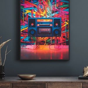 1980's Retro Cassette Wall Art, Digital Print, Vintage Art, 1980's Art ...