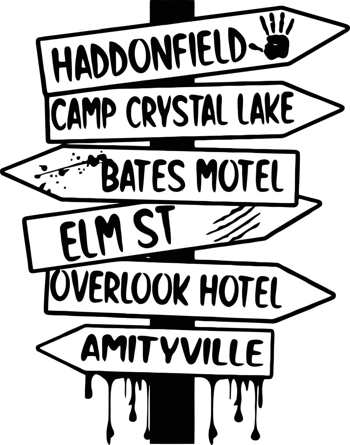 Horror City Sign Cut File: Haddonfield, Elm St, Amityville (SVG + PNG ...