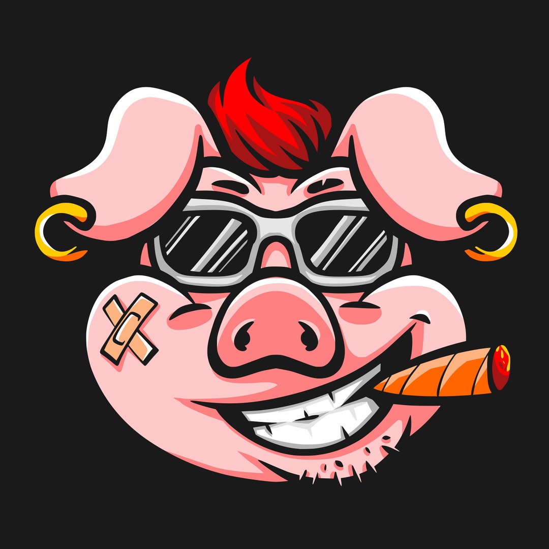 Punk Pig Attitude: Bully Pig With Sunglasses, Cigar, and Earrings ...